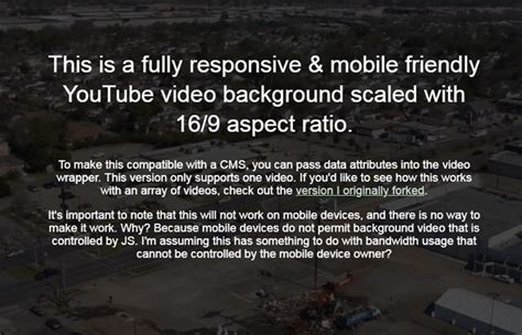Responsive Youtube Video Background With JQuery Frontendscript