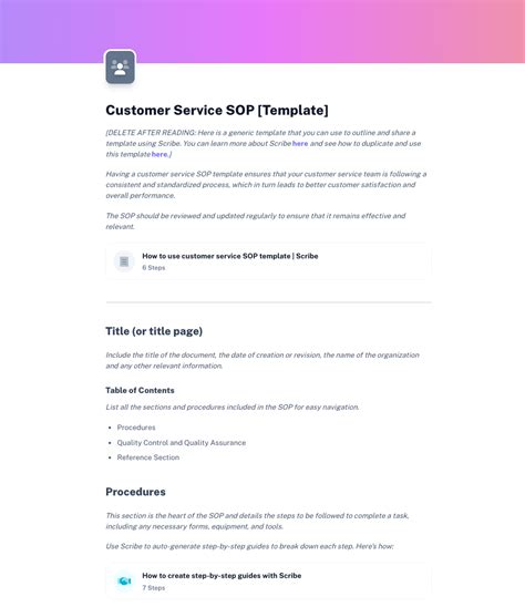 Customer Service Sop Template Scribe