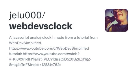 GitHub Jelu000 Webdevsclock A Javascript Analog Clock I Made From A