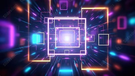 Abstract Squared With Glowing Light Trails And Bokeh In 3d Powerpoint Background For Free