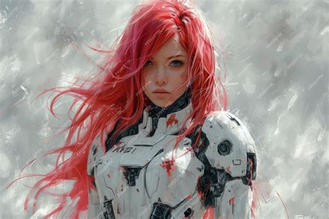 Premium Photo Female Cyborg Robot Girl In Exoskeleton Glossy Shiny