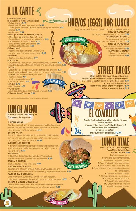 Our Menu Los Rancheros Mexican Restaurant