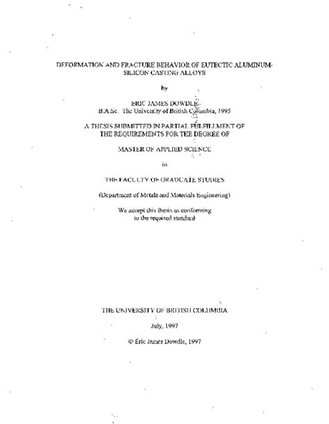 Pdf Deformation And Fracture Behavior Of Eutectic Aluminum Silicon Casting Alloys