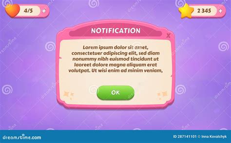 Notifications GUI Kit Casual Assets For A Game Mobile A Set Of User Interface Elements And Pop