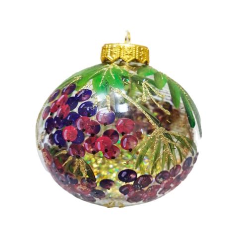 Стеклянный ёлочный шар Ягодки Чёрные Смородинки прозрачный 8 см Elki Co Il