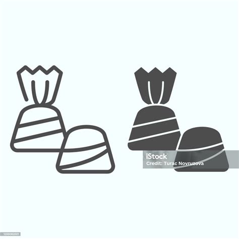사탕 라인과 단색 아이콘입니다 초콜릿 벡터 그림 흰색에 격리 두 초콜릿 사탕 개요 스타일 디자인 웹 및 응용 프로그램을 위해 설계 Eps 10 0명에 대한 스톡 벡터 아트