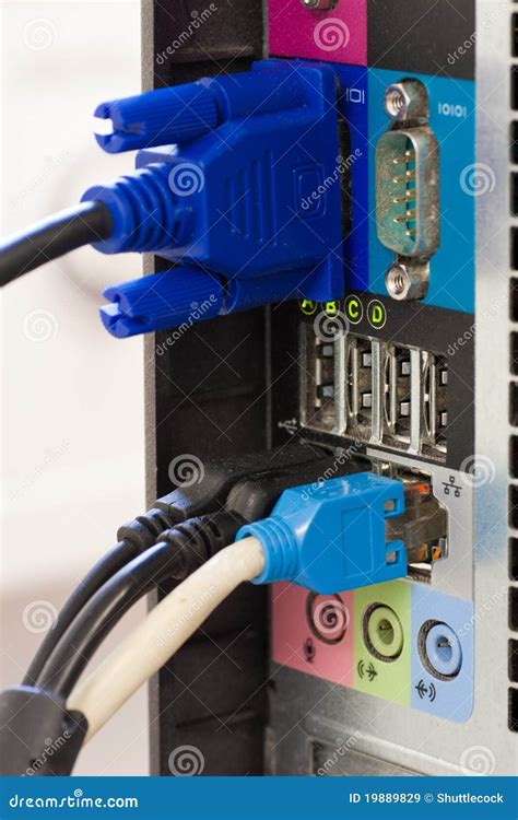 Connection Cables Back Of Computer Stock Image Image Of Attached Equipment 19889829