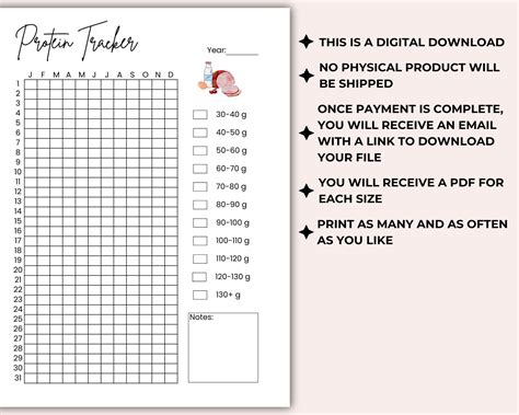 Protein Tracker Printable Journal Page Macro Tracker Protein Log