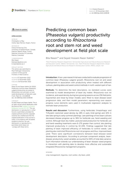 Pdf Predicting Common Bean Phaseolus Vulgaris Productivity