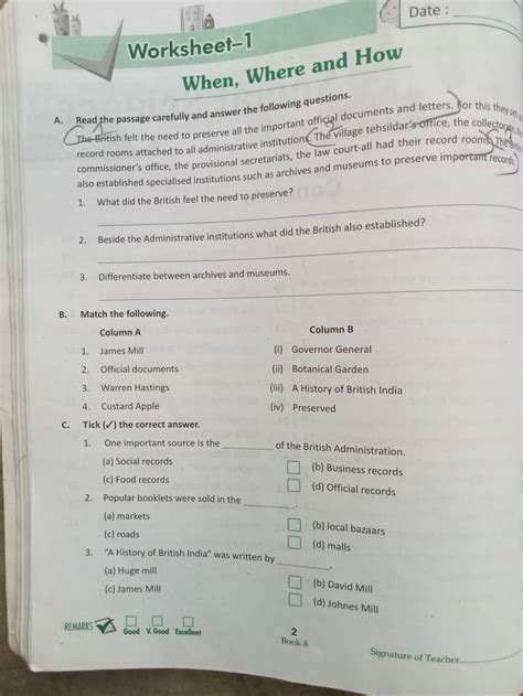 Worksheet 1 A Read The Passage Carefully And Answer The Following Questi