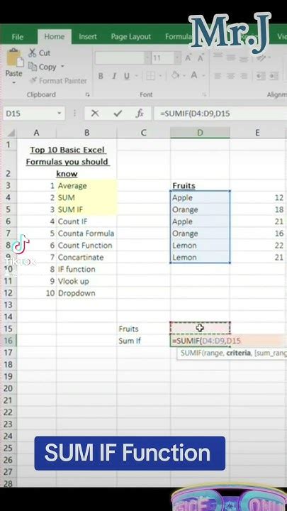 sum if function in excel exceltips exceltricks excel shorts viral excelformulas fypシ゚