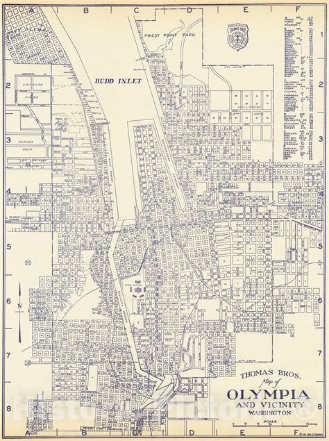 Historic Map Thomas Bros Map Of Olympia And Vicinity Washington An