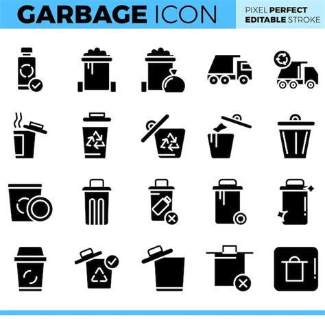 Premium Vector Vector Garbage Icon Set