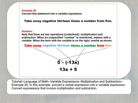 Tutorials The Language Of Math Variable Expressions Multiplication