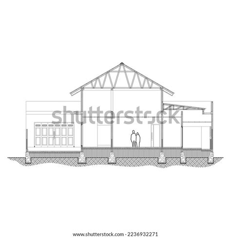 House Crosssection 2d Architectural Crosssection Blueprint Stock Vector Royalty Free
