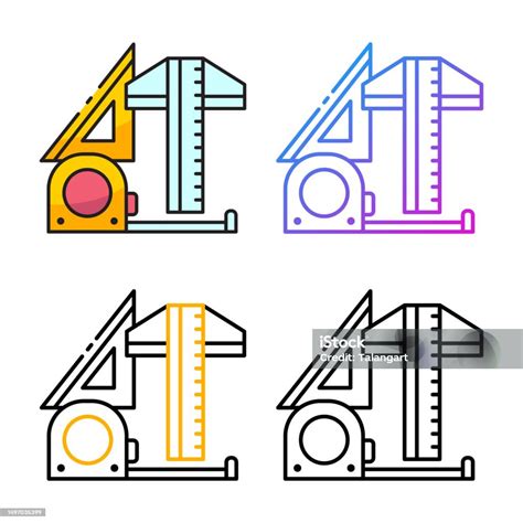 Construction Measurement Tool Icon Design In Four Variation Color Stock Illustration Download