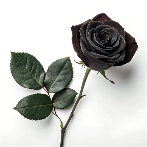Single Dark Rose Flower Stem Isolated White Background Stock