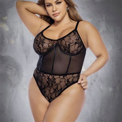 Mapale Sabrina Floral Sheer Bodysuit Plus Size 8800x Anna Bella Fine