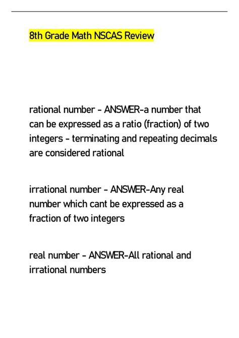 8th Grade Math Nscas Review Grade Math Nscas Re Stuvia Us