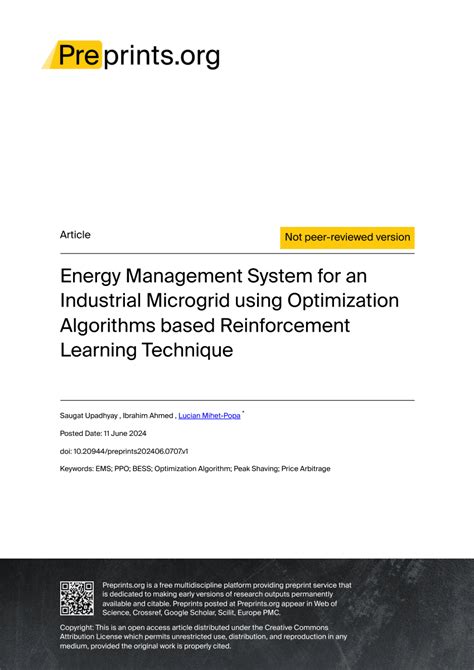 PDF Energy Management System For An Industrial Microgrid Using Optimization Algorithms Based