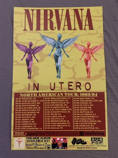 Afiche Del Concierto De Nirvana 1993 Nirvana In Utero Roseland New