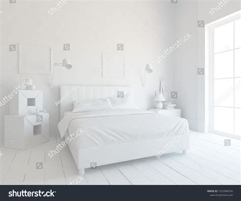 White Bedroom Interior Bouble Bed Furniture Stock Illustration 1522984556 Shutterstock
