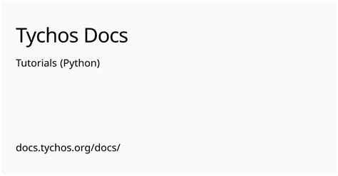 Tutorials Python Tychos Docs