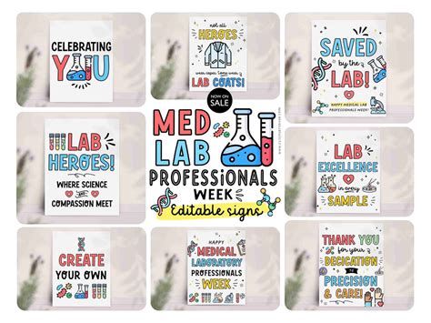 Editable Lab Week Signs Decor Printable Instant Download Cute Party Dash