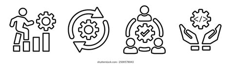 Collection Technology Development Icon Set Developer Stock Vector