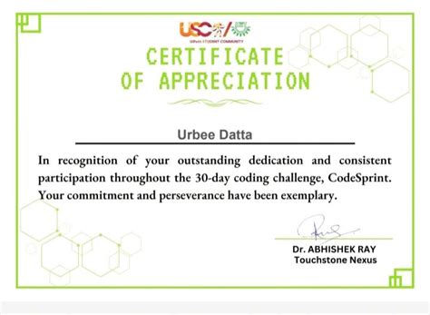 Urbee Datta On Linkedin Codingchallenge Certificateofappreciation Learningjourney Programming