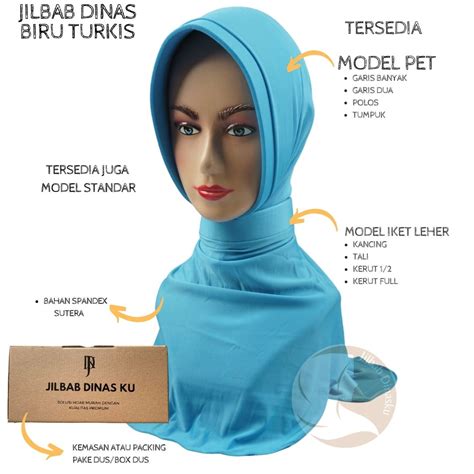 Jilbab Dinas Biru Turkis Anti Tembem Kualitas Premium Lazada Indonesia