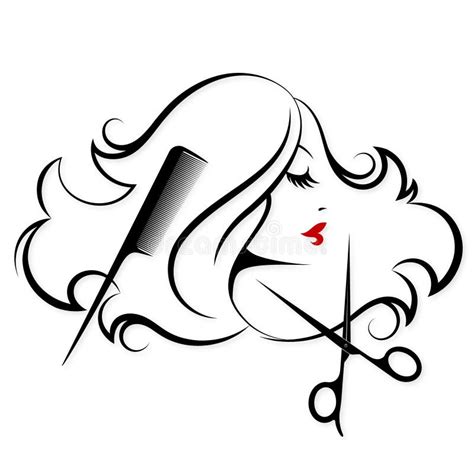 Красивая девушка с шикарными ножницами для волос и гребешком Иллюстрация вектора иллюстрации