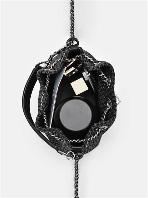 Black Pedro Icon Raffia Mini Bucket Bag Pedro My