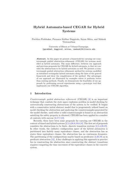 Pdf Hybrid Automata Based Cegar For Rectangular Hybrid Systems
