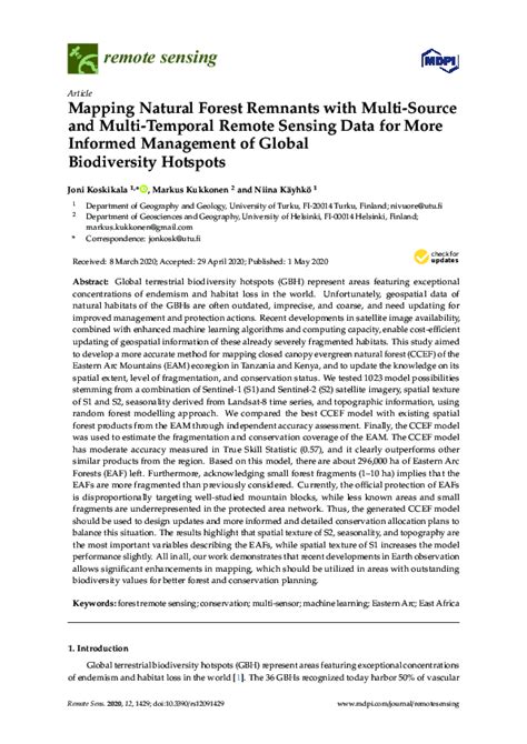 Pdf Mapping Natural Forest Remnants With Multi Source And Multi Temporal Remote Sensing Data