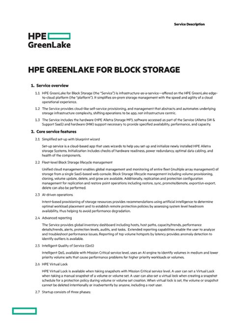 Hpe Greenlake For Block Storage