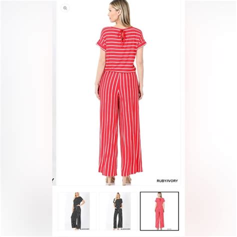 Zenana Outfitters Pants And Jumpsuits Nib Zenana Stripe Jumpsuit With