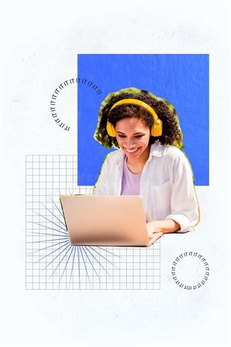 Vertical Poster Collage Young Woman Remote Worker Job Laptop Customer
