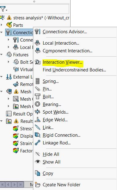 Efficient Modification Of Interaction Definitions In Solidworks Simulation