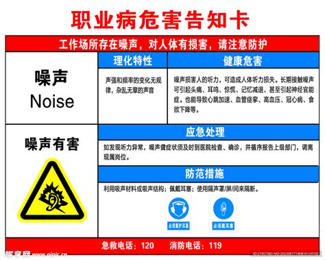 职业危害告知卡噪声设计图 海报设计 广告设计 设计图库 昵图网