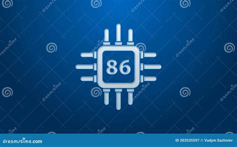 White Line Computer Processor With Microcircuits CPU Icon Isolated On