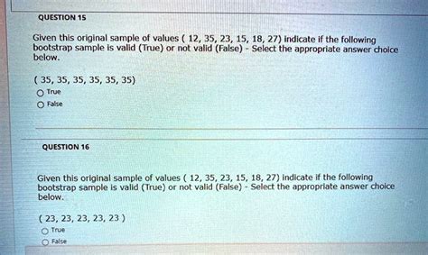 Solved Question 15 Given This Original Sample Of Values 123523 15 18 27 Indicate If