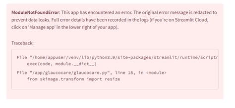 Modulenotfounderror This App Has Encountered An Error Community Cloud Streamlit