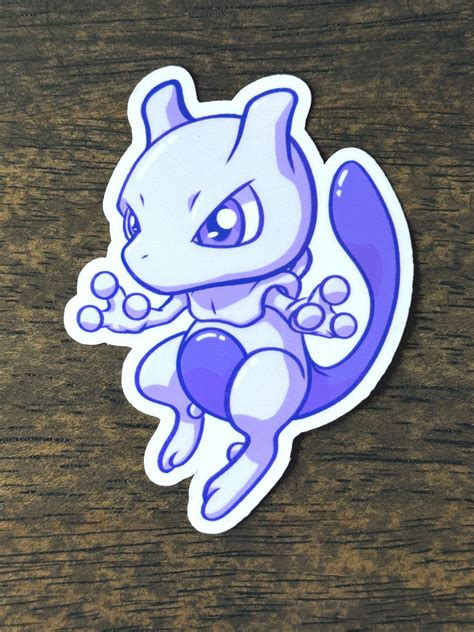 Mewtwo Sticker Kawaii Laptop Decal Stickers Etsy