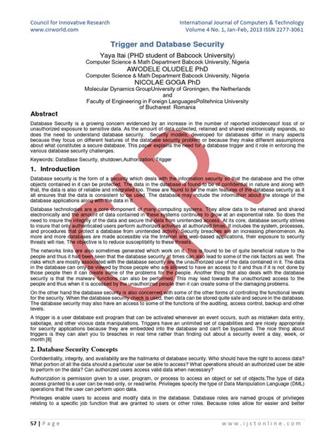 Trigger And Database Security Pdf Databases Computing