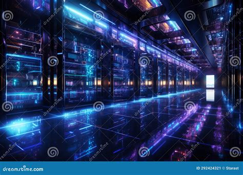 Server Racks In Computer Network Security Server Room Futuristic Data