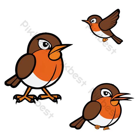 두 마리의 새가 땅에 서 있고 다른 새는 날고 있다 일러스트 Png Eps 무료 다운로드 Pikbest