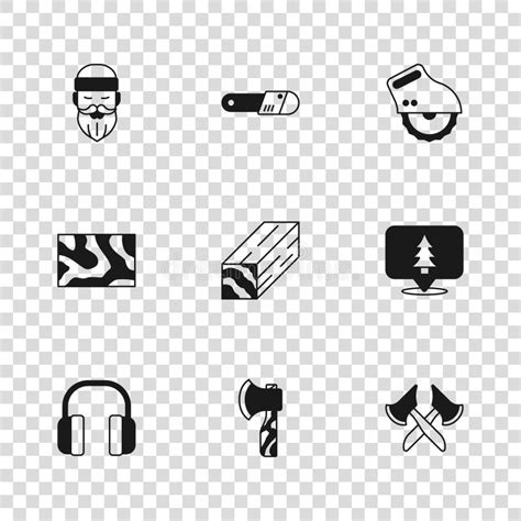 Set Wooden Axe Location Of The Forest Beam Electric Circular Saw Lumberjack Chainsaw And