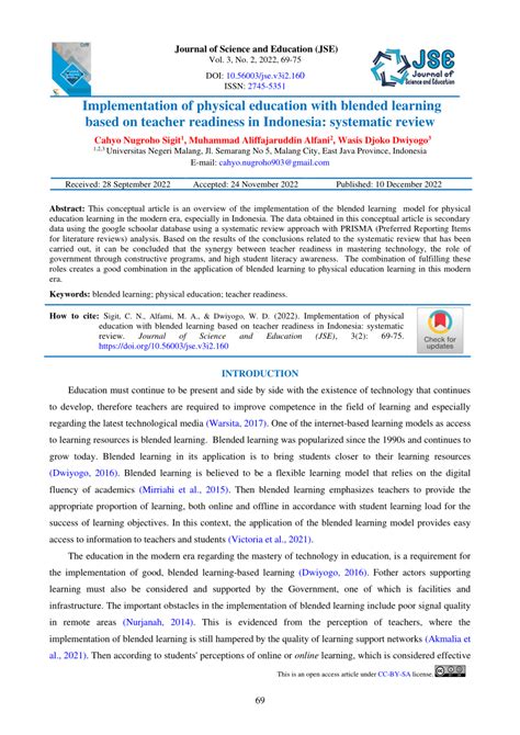 Pdf Implementation Of Physical Education With Blended Learning Based