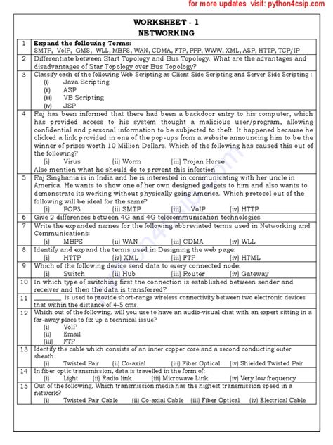 Worksheet Networking 1654844292 Pdf Network Topology Computer Network